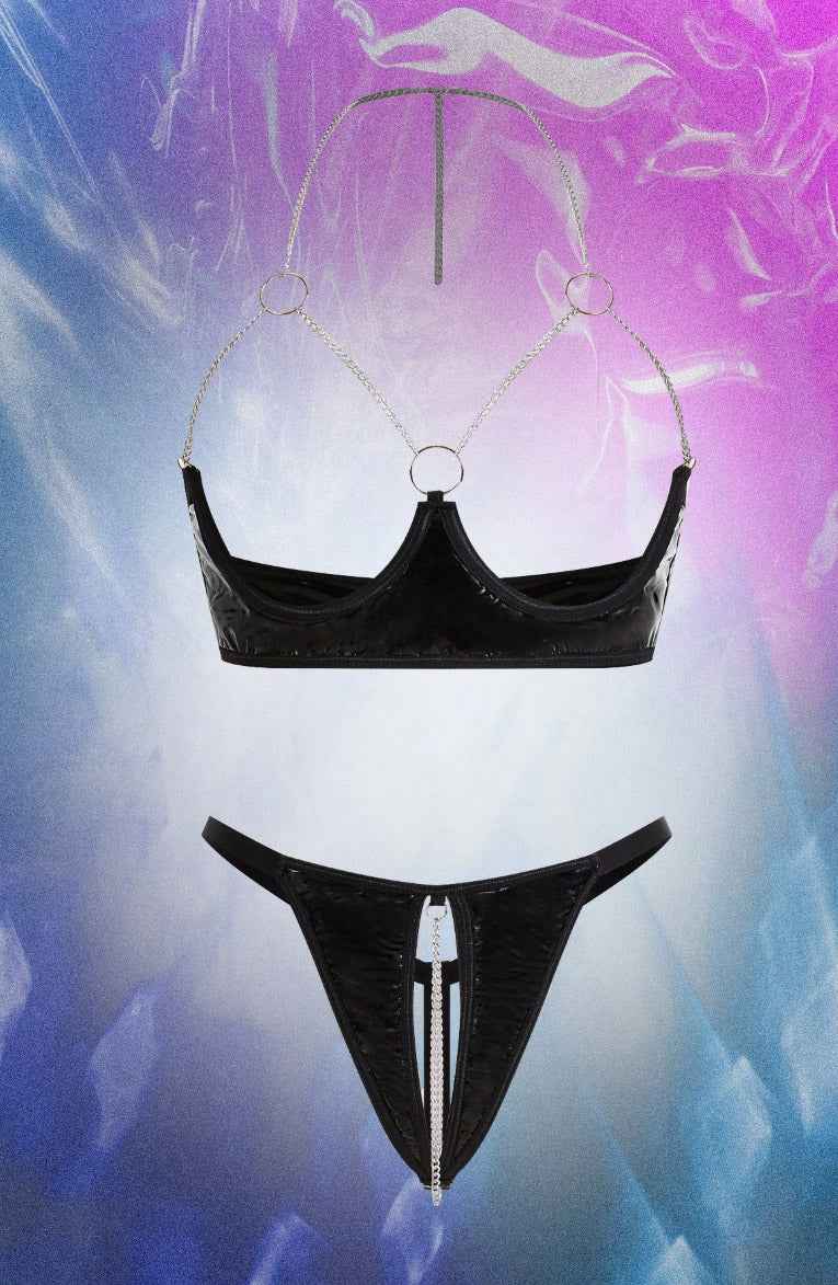 Fierce Punk Metal Chain Bra Set